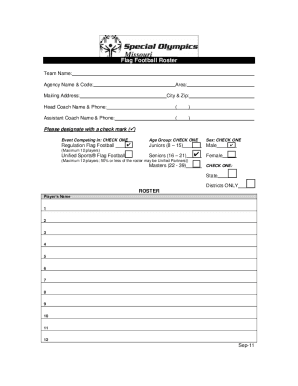 Fillable Online flag football team roster and waiver form (page 1) Fax ...
