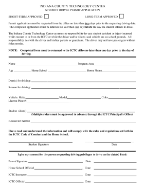 Fillable Online Student Driver Permit Application Fax Email Print ...