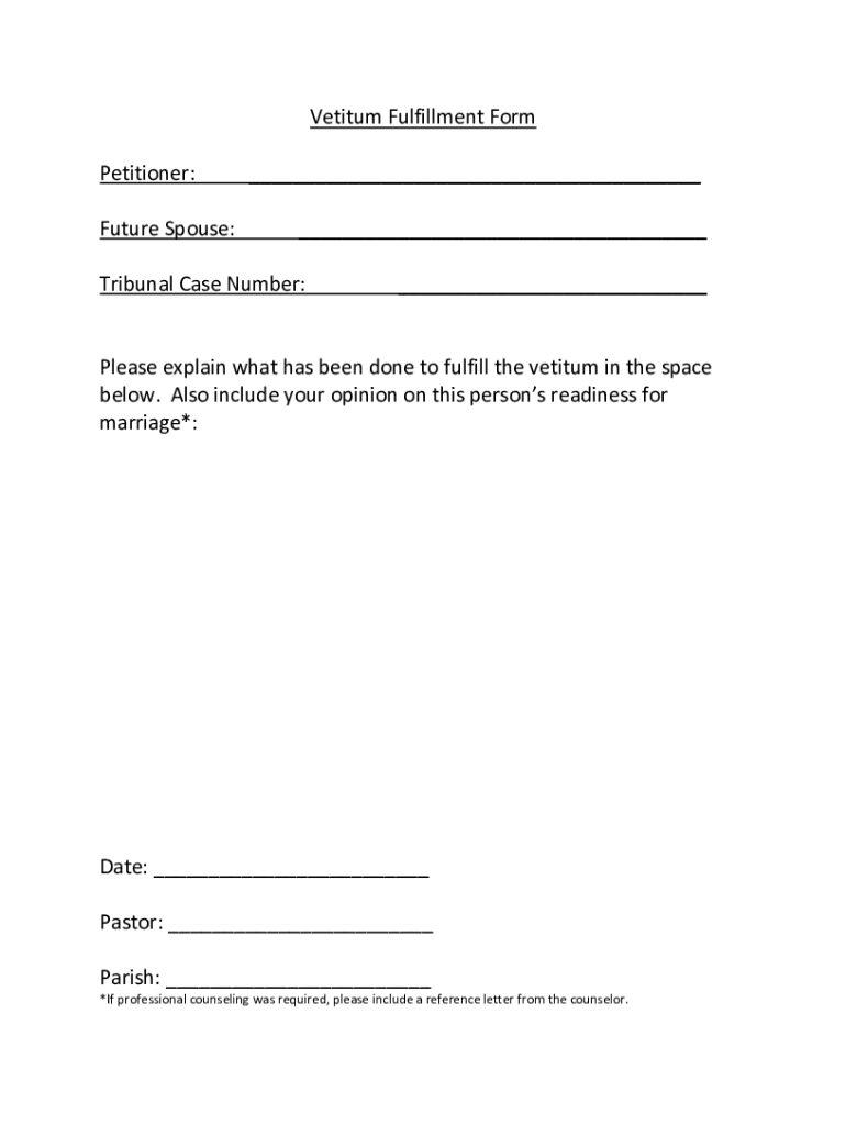 Fillable Online Vetitum Fulfillment Form.docx Fax Email Print - pdfFiller