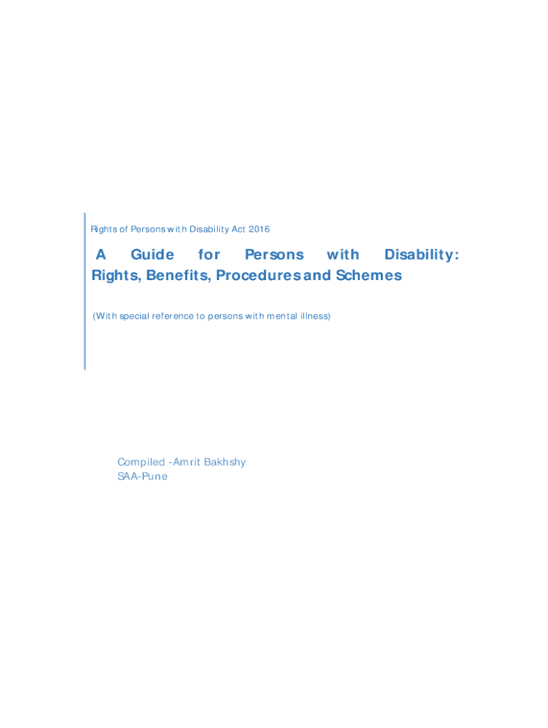 Fillable Online A Guide for Persons with Disability: Rights, Benefits ...