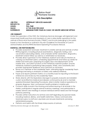 Fillable Online 1 Job Title: Medical Director, DVM Reports To Fax Email ...