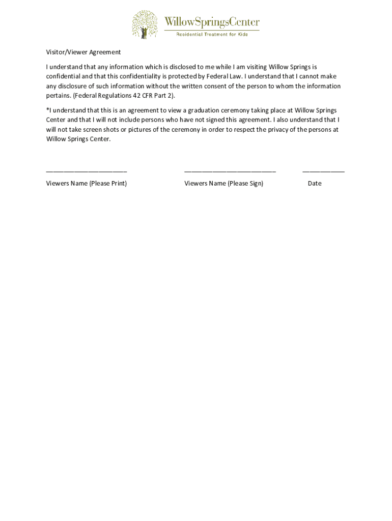 Fillable Online Visitor/Viewer Agreement Fax Email Print - pdfFiller