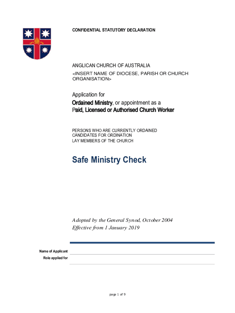 Fillable Online anglican org Application for Ordained Ministry, or ...