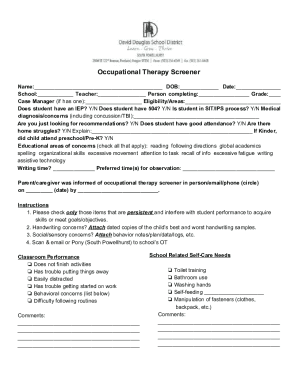 Fillable Online Occupational Therapy Service Log Fax Email Print ...
