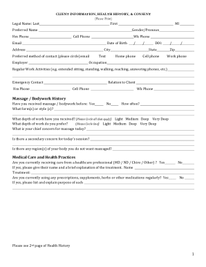 Fillable Online Client Medical History Form Template Fax Email Print ...