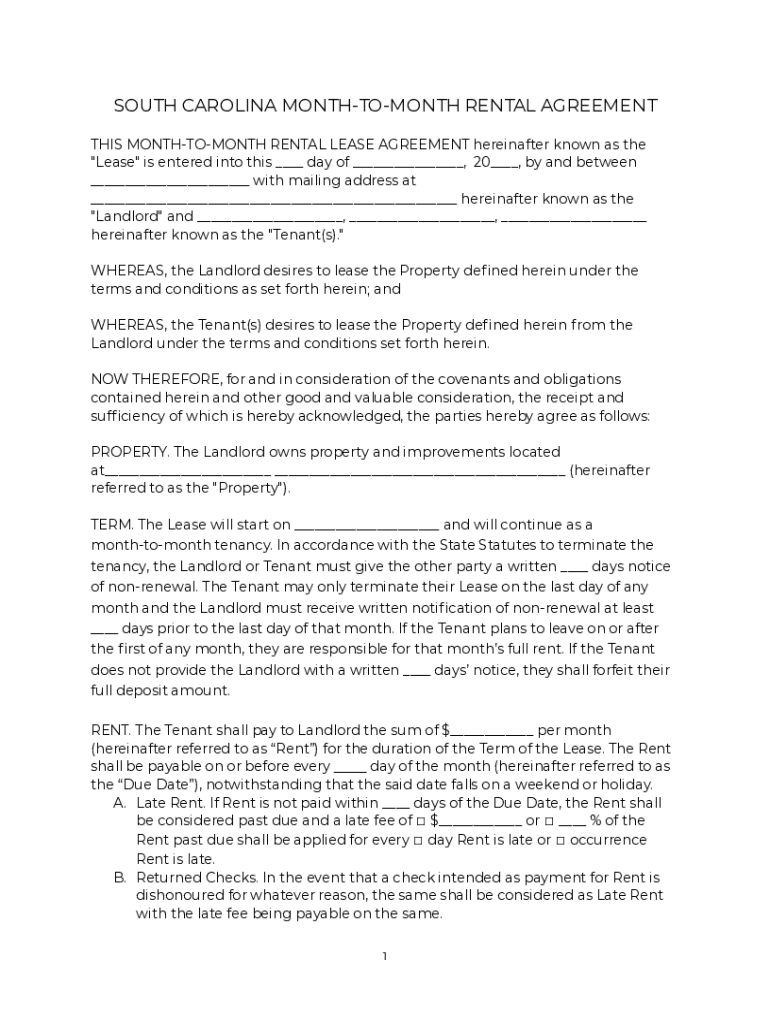 Fillable Online South-Carolina-Month-to-Month-Residential-Lease ...