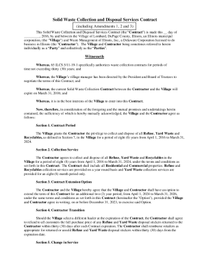 Fillable Online solid waste collection services agreement Fax Email ...