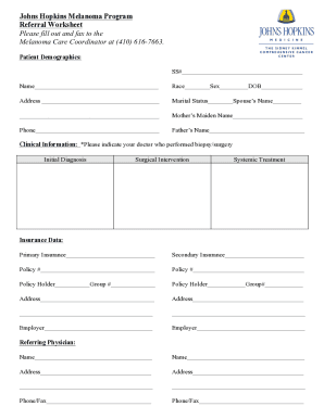 Fillable Online Johns hopkins referral form: Fill out & sign online Fax ...