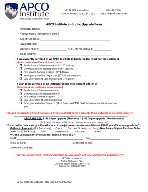 Fillable Online APCO Institute Instructor Upgrade Form Fax Email Print ...