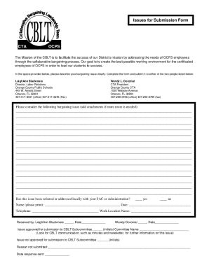 Fillable Online CTA OCPS Issues for Submission Form Fax Email Print ...