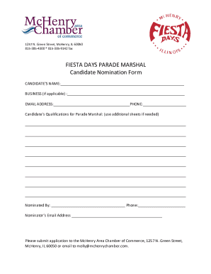 Fillable Online Parade-Marshal-Nomination-Form. ... Fax Email Print ...