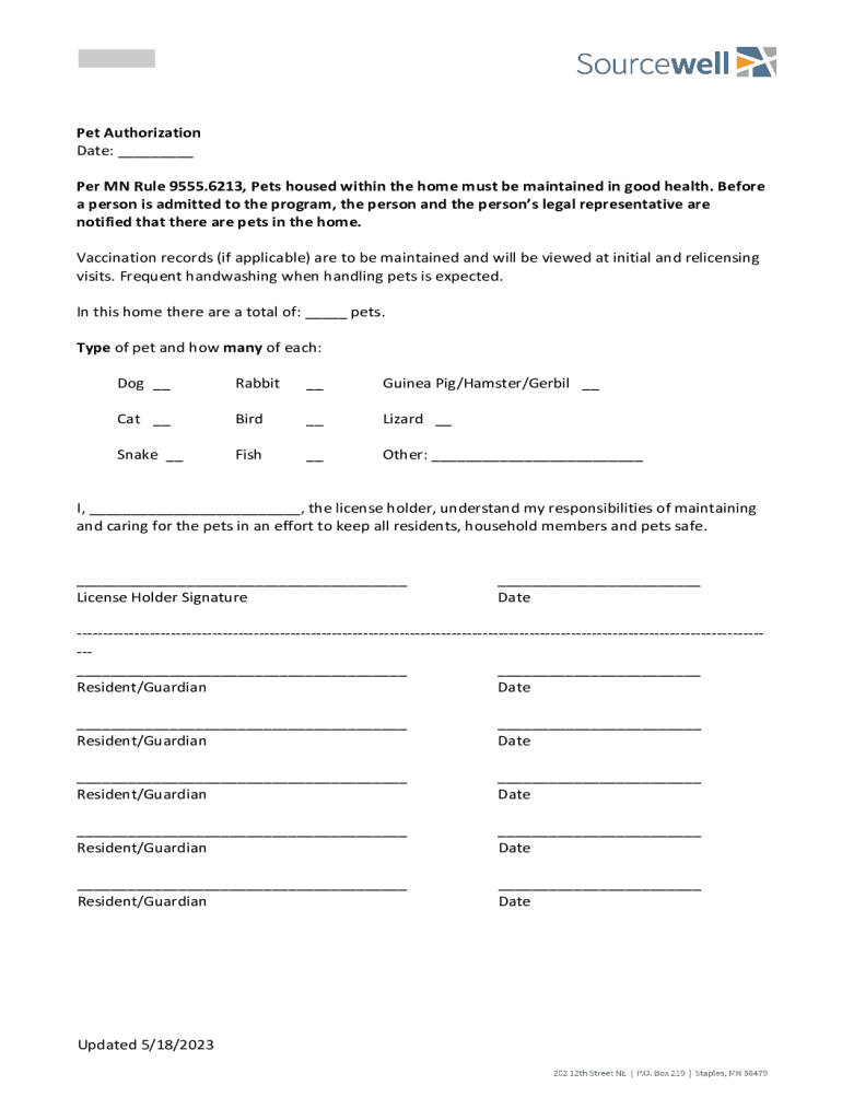Fillable Online Pet Authorization Date - Sourcewell Fax Email Print ...