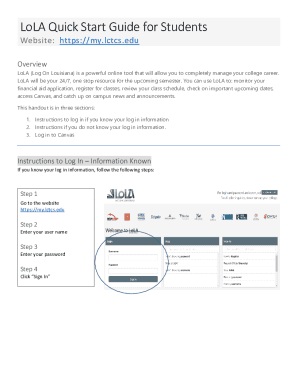 Fillable Online LoLA Quick Start Guide for Students Fax Email Print ...