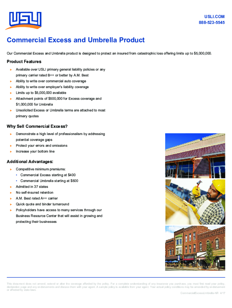 Fillable Online Commercial Excess and Umbrella Product - Broker/Agent ...