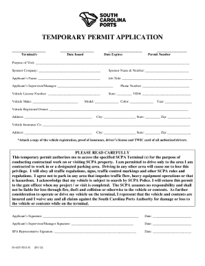 Fillable Online TEMPORARY VEHICLE PERMIT FORM Fax Email Print - pdfFiller