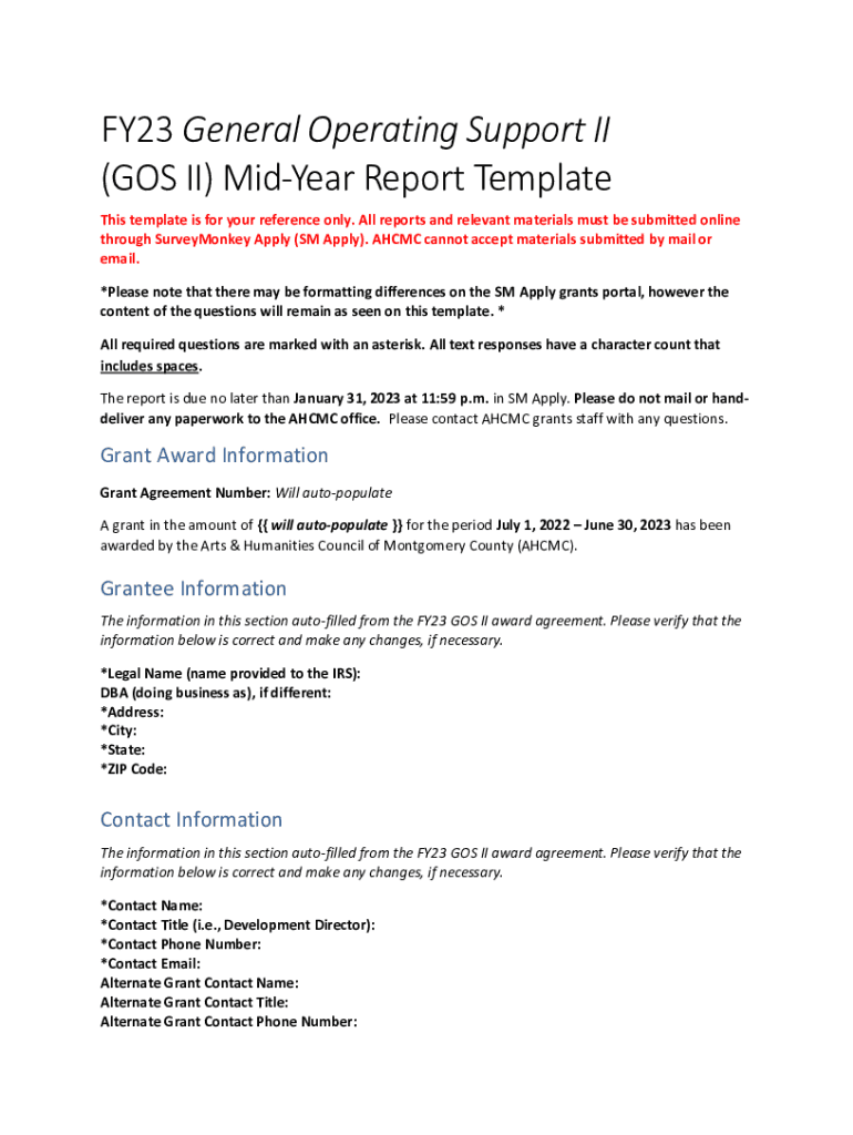 Fillable Online FY23-GOS-II-Mid-Year-Report-Template. ... Fax Email ...