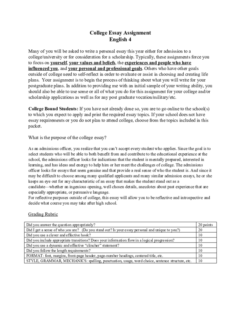 Fillable Online Writing the hardship essay for your college application ...