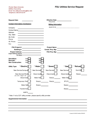 Fillable Online FSU Utilities Service Request Fax Email Print - pdfFiller