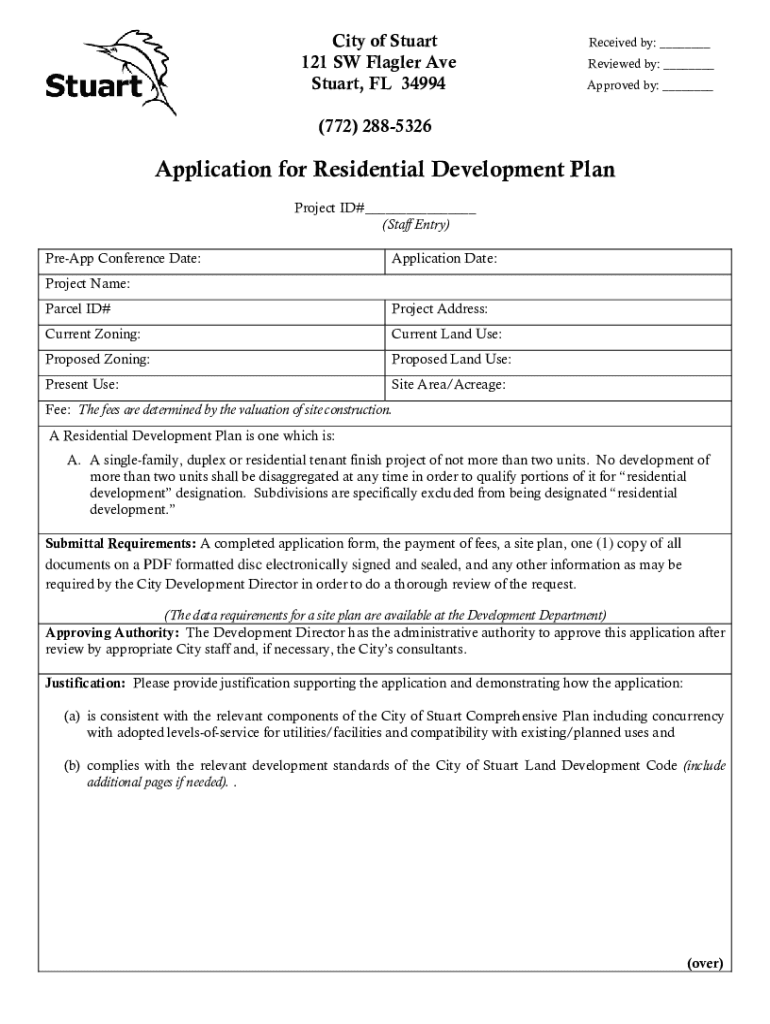 Fillable Online Application for Residential Development Plan Fax Email ...