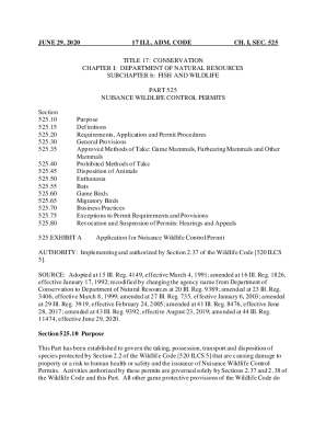 Fillable Online dnr illinois Nuisance Wildlife Control Permit for ...