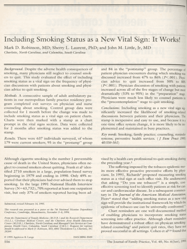 Fillable Online Including smoking status as a new vital sign: it works ...
