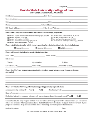 Fillable Online law fsu Joint Graduate Pathway Application - FSU Law ...