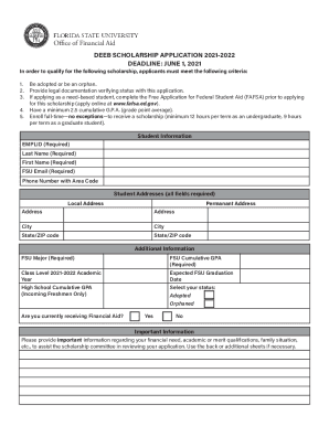 Fillable Online financialaid fsu Transfer Finances - FSU Admissions ...