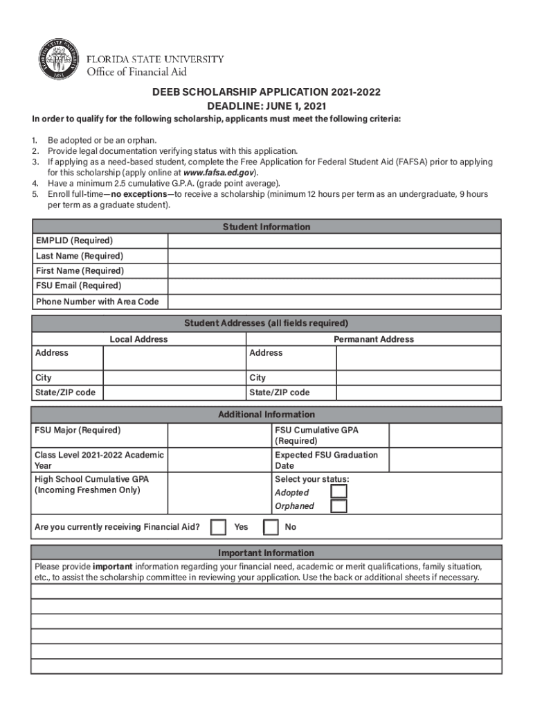 Fillable Online financialaid fsu Transfer Finances - FSU Admissions ...