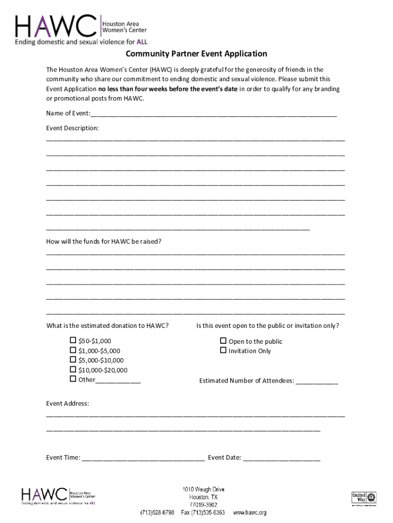 Fillable Online Dear friends of HAWC, I... - Houston Area Women's ...