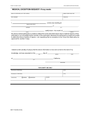 Fillable Online MEDICAL EXCEPTION REQUEST- Proxy meals Fax Email Print ...