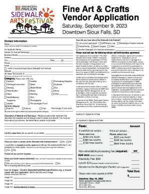 Fillable Online Craft Show Vendor Application Form Fax Email Print ...