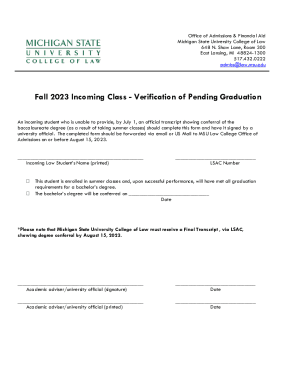 Fillable Online Verification of Pending Graduation Form 2017 Fax Email ...