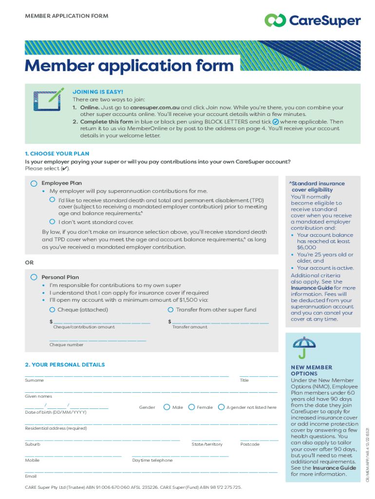 Fillable Online Member application form Fax Email Print - pdfFiller