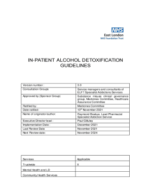 Fillable Online IN-PATIENT ALCOHOL DETOXIFICATION GUIDELINES Fax Email ...