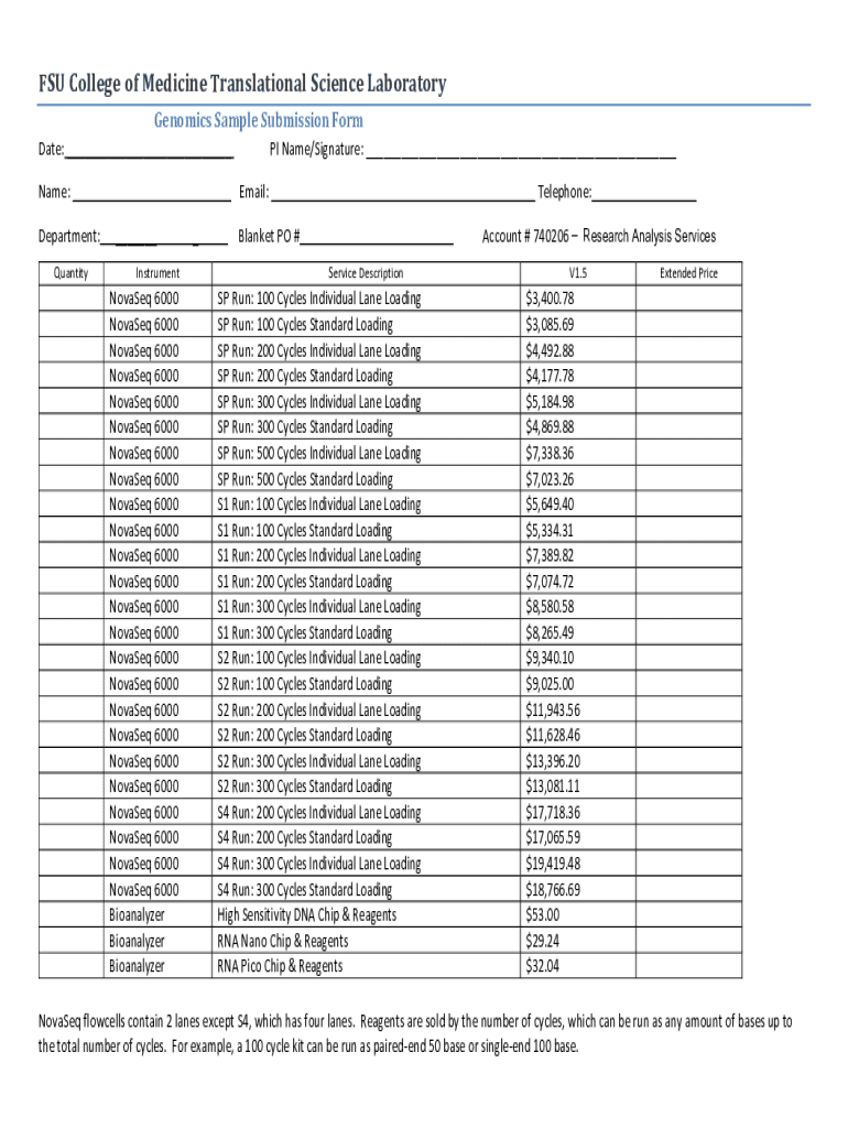 Fillable Online med fsu Illumina Sequencing Sample Requirements - RTSF ...