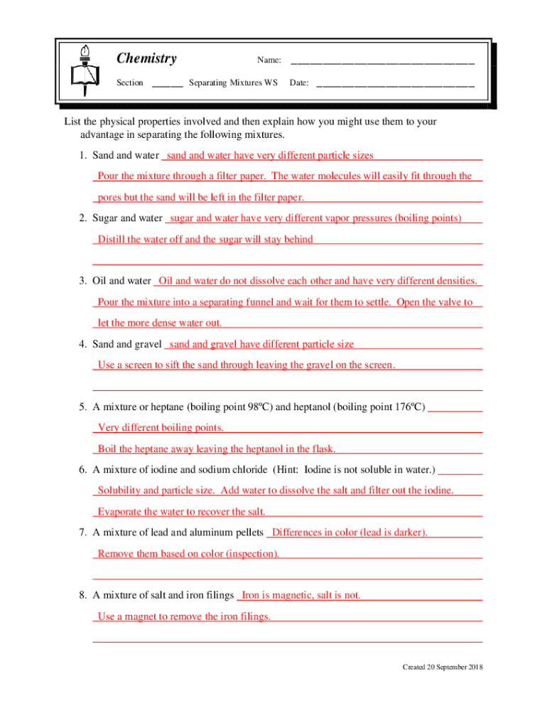 Fillable Online Mixtures Worksheet Fax Email Print - pdfFiller