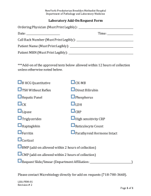 Fillable Online Laboratory Add-On Request Form Fax Email Print - pdfFiller