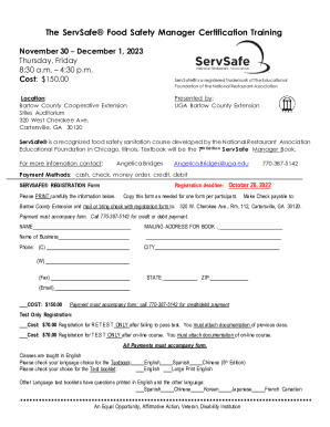 Fillable Online The ServSafe Food Safety Manager Certification Training Fax Email Print - pdfFiller