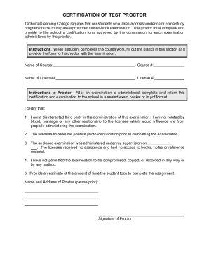 Fillable Online PROCTOR FORM Fax Email Print - pdfFiller