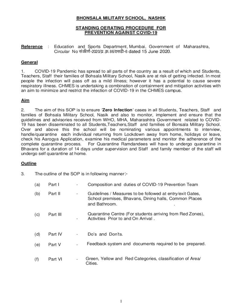 Fillable Online bms bhonsala Standing Operating Procedure (SOP)/Guidelines for ... Fax Email ...