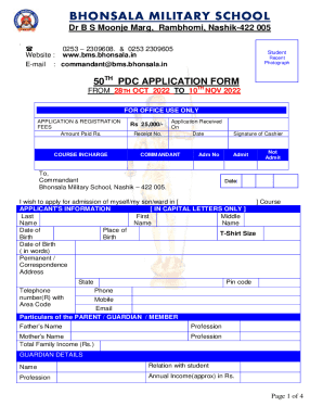 Fillable Online bms bhonsala Application Forms MTC - bhonsala military school Fax Email Print ...