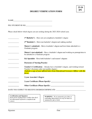 Fillable Online degree verification form 23-24 Fax Email Print - pdfFiller