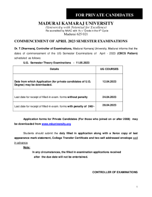 Fillable Online Examination Application form for UG (semester) Fax ...