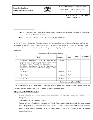Fillable Online Surat Municipal Corporation, Amended Quotation Letter ...