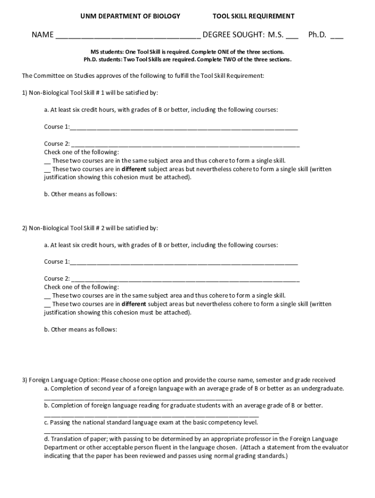 Fillable Online biology unm Graduate Student Forms - UNM Biology Fax ...