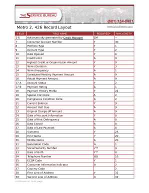 Fillable Online Metro 2 credit reporting software, Metro 2 format ...