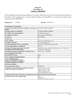 Fillable Online Form - IV (See rule 13) ANNUAL REPORT To be ... Fax ...