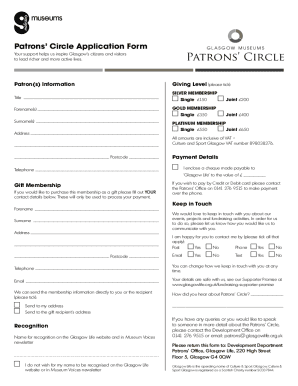 Fillable Online Patrons' Circle Application Form Fax Email Print ...