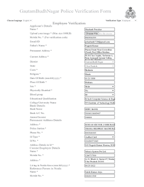 Gautam Budh Nagar Police Verification Form Pdf - Fill Online, Printable ...