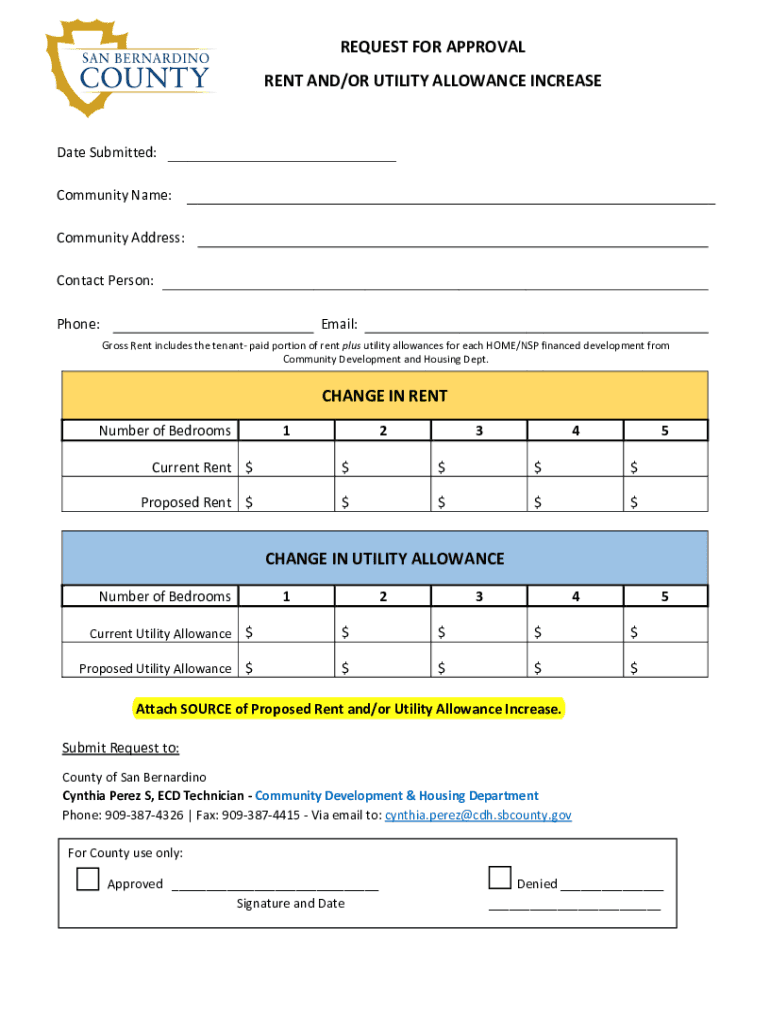 Fillable Online Annual Rent and Utility Allowance Approval Form Fax ...